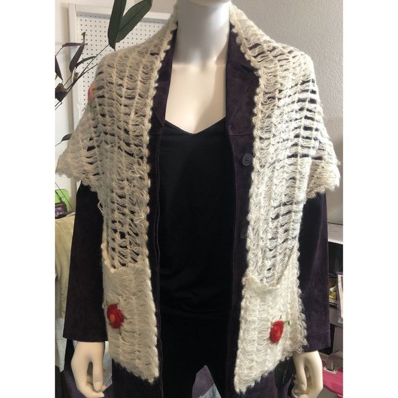 Unbranded | Jackets & Coats | Womens White Wide Open Weave Shawl Wrap ...